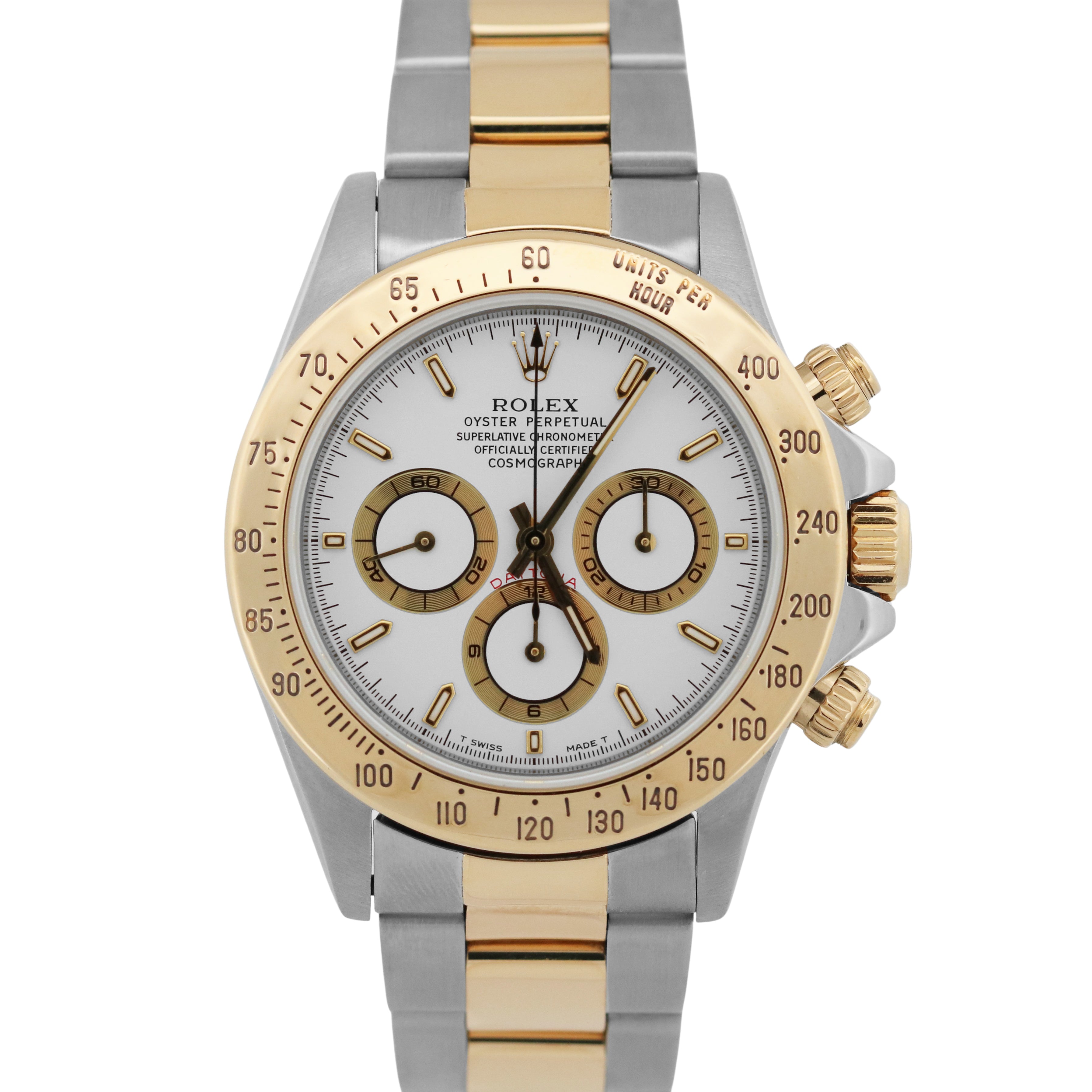 Rolex Daytona Cosmograph 40mm WHITE Two-Tone 18K Yellow Gold Steel Wat ...