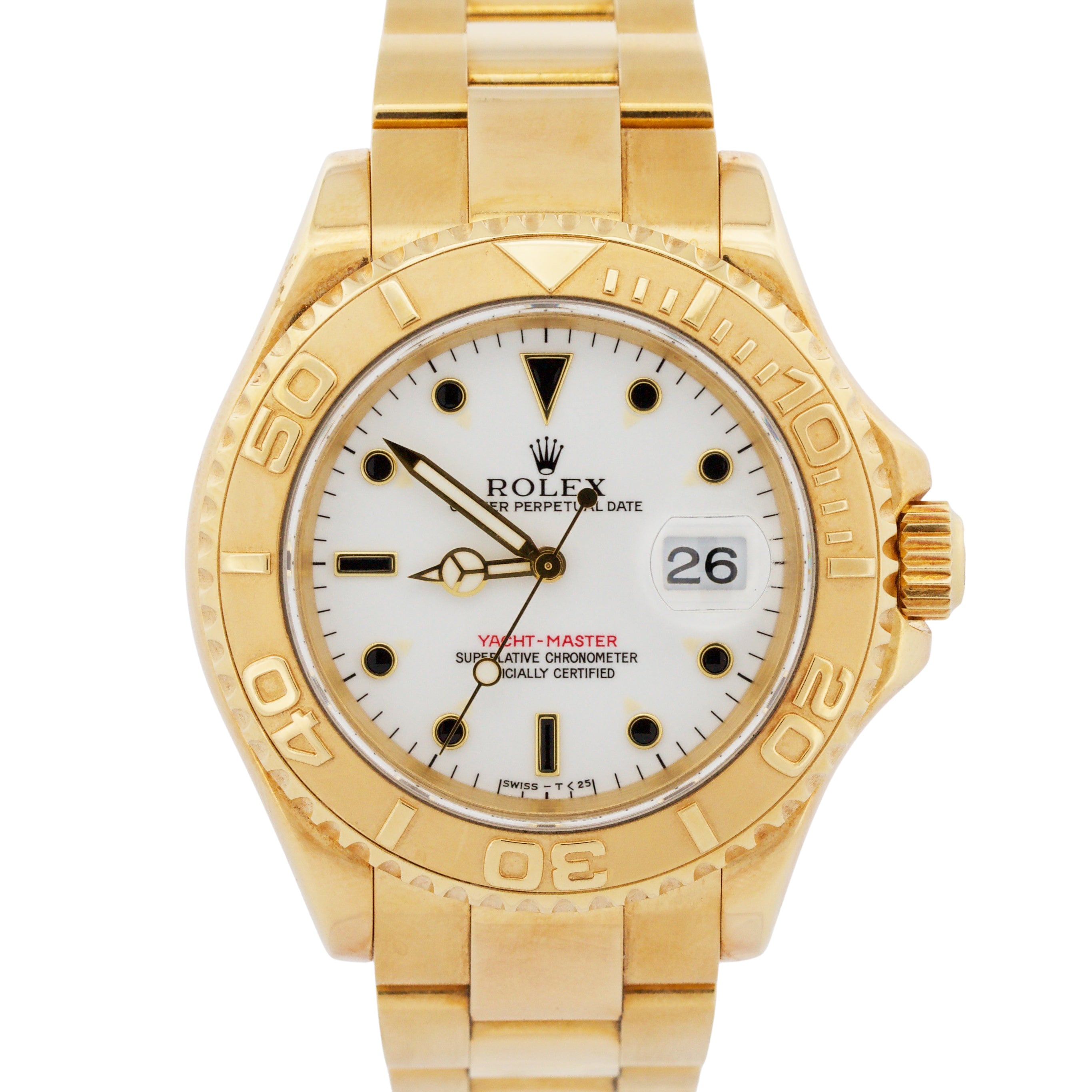Rolex Yacht-Master 40mm WHITE 18K Yellow Gold Oyster GREEN STICKER Wat ...