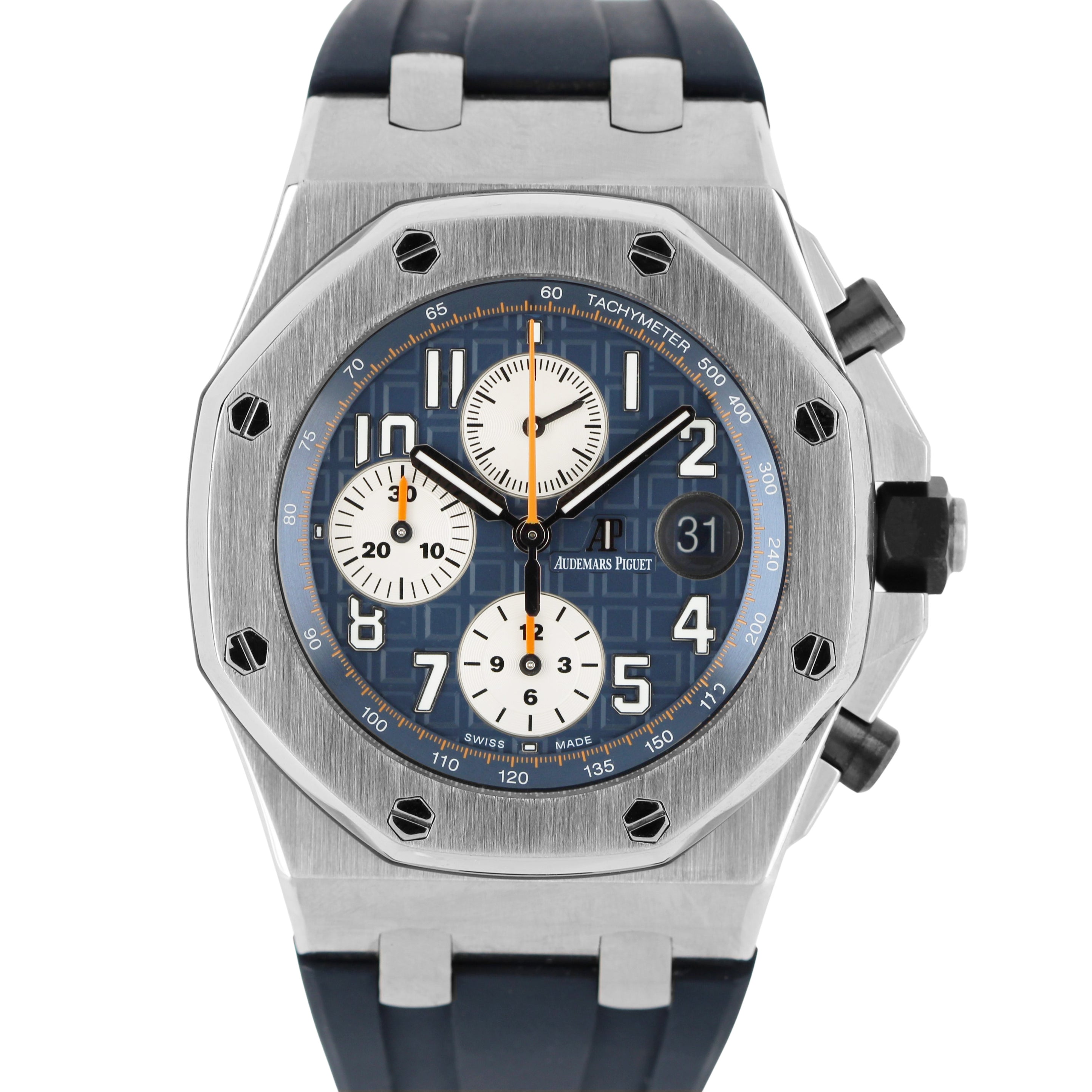 Audemars Piguet Royal Oak Offshore Steel Navy Blue Orange 42mm 26470ST ...