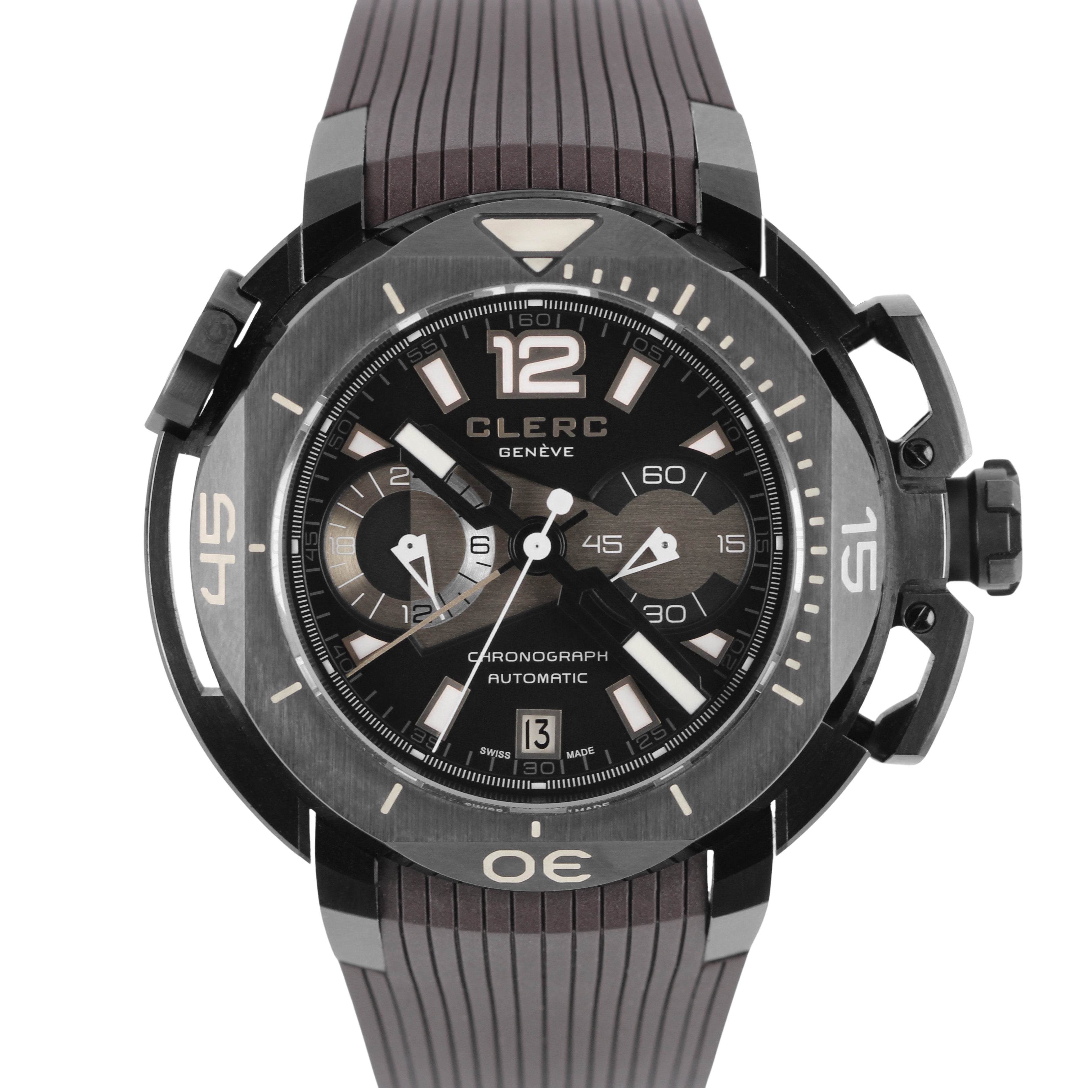Clerc Geneve Hydroscaph Chronograph PAPERS Black DLC Steel 44mm CHY-2 ...