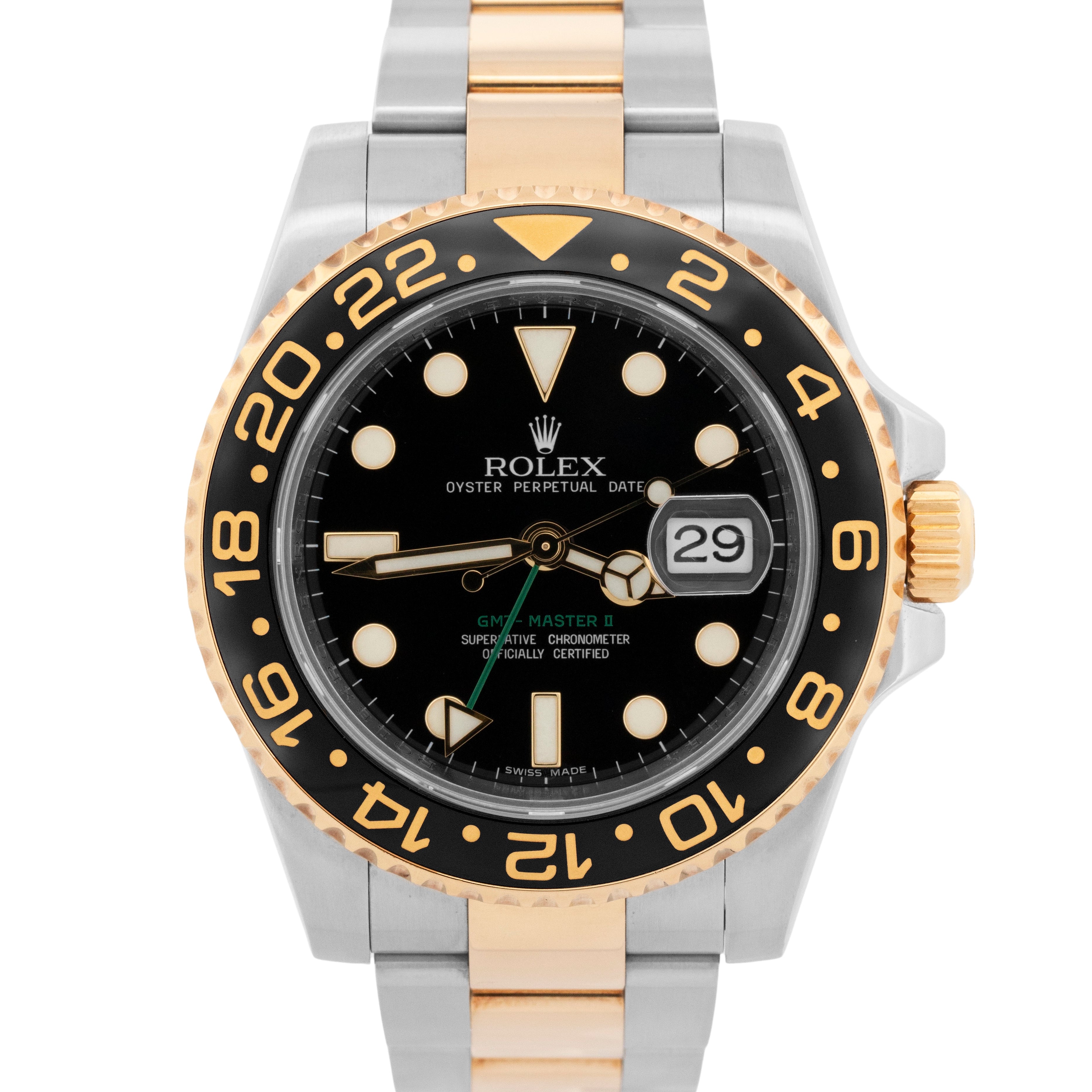 PAPERS Rolex GMT-Master II BLACK Ceramic 18K Gold Steel 40mm 116713 LN ...