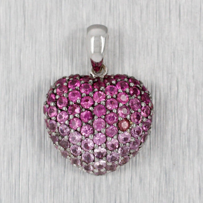 Vintage Pink Ruby Heart Charm Cluster Pendant - 14k White Gold – CollectorsWatches