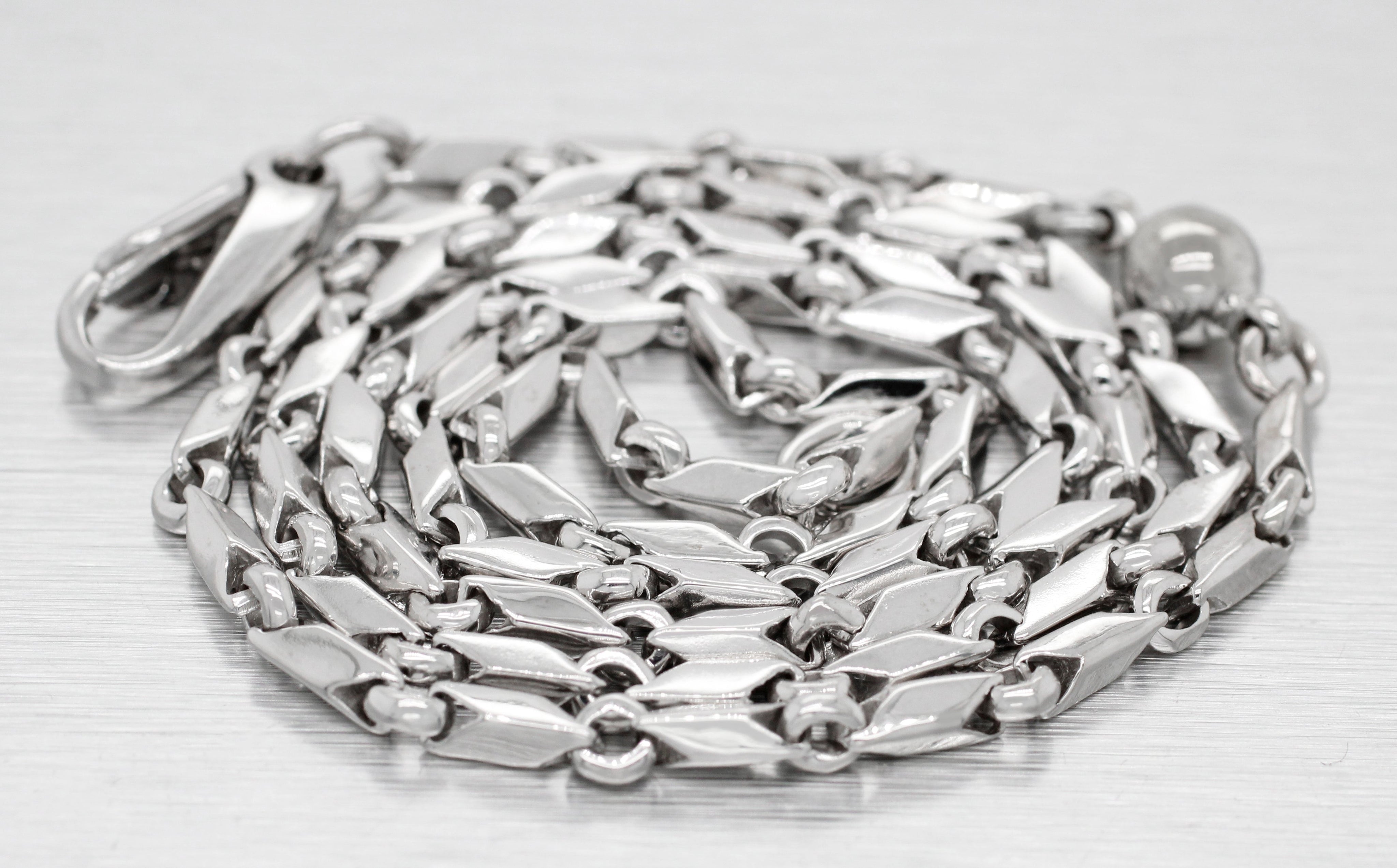 Vintage Sauro Brev 18k White Gold Chain Necklace - 50cm | 19.75" Barle ...