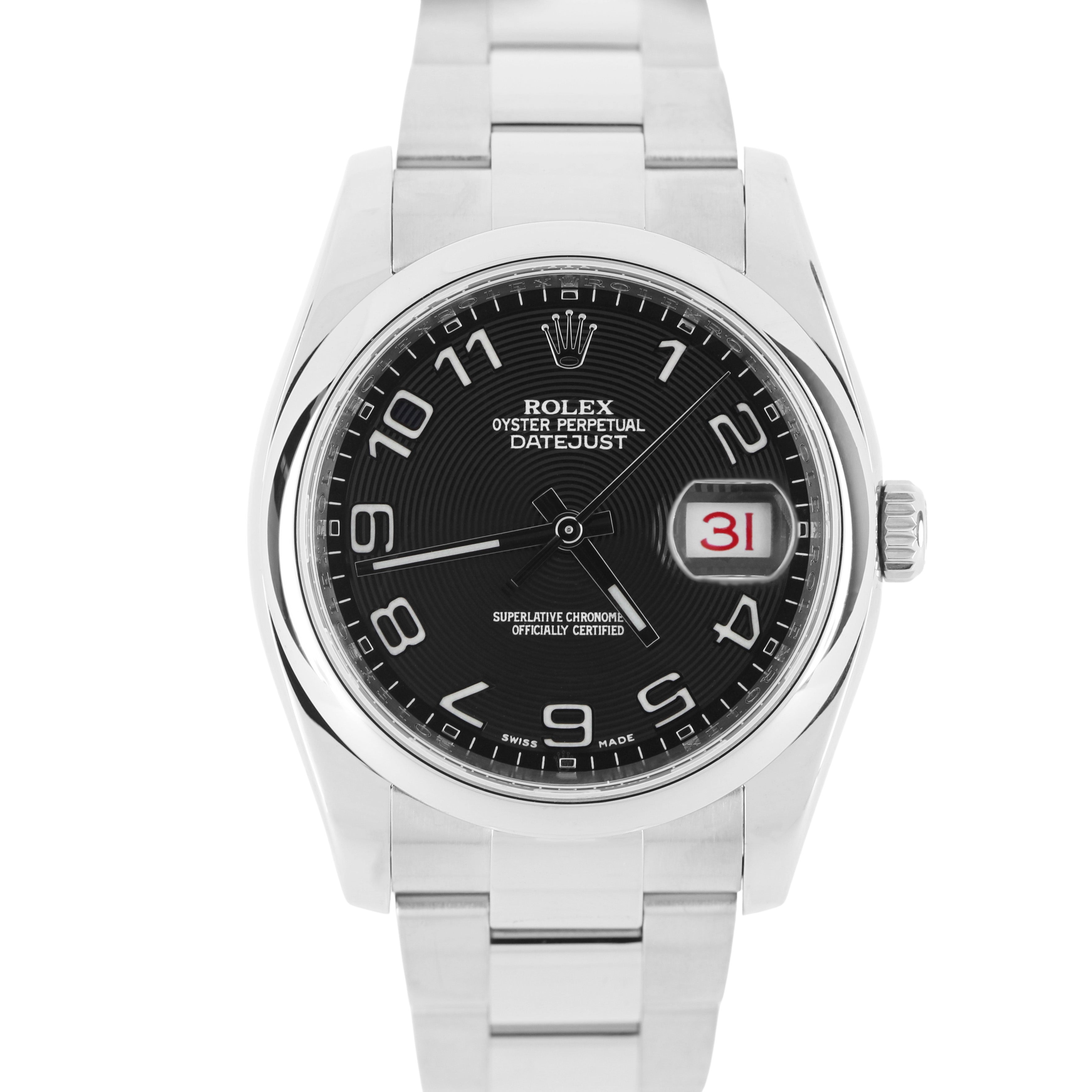 Rolex DateJust Stainless Steel BLACK CONCENTRIC RED ROULETTE 36mm 1162 ...