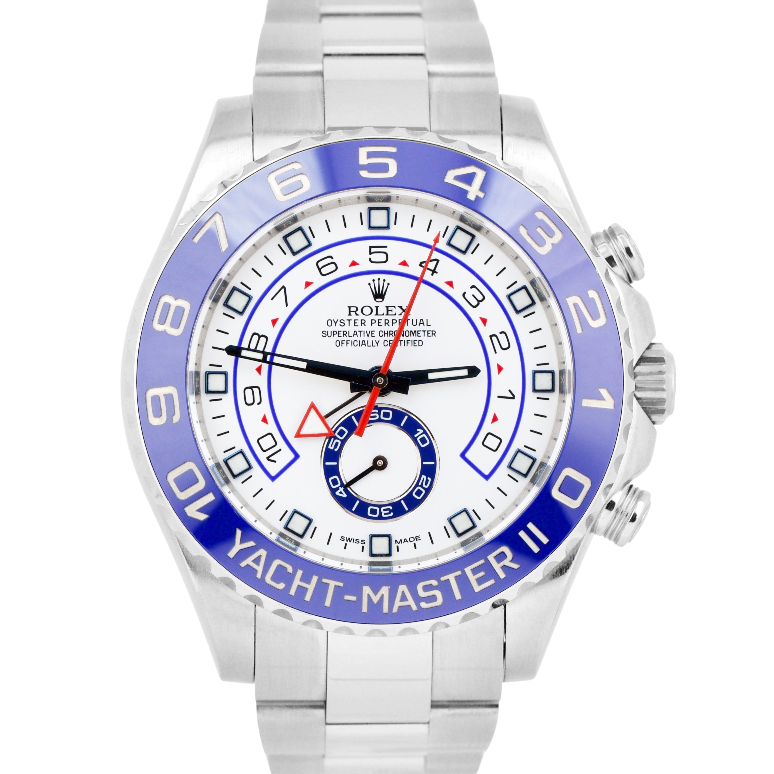 MINT Rolex Yacht-Master II 44mm WHITE 116680 YM2 BLUE HANDS Steel Cera ...