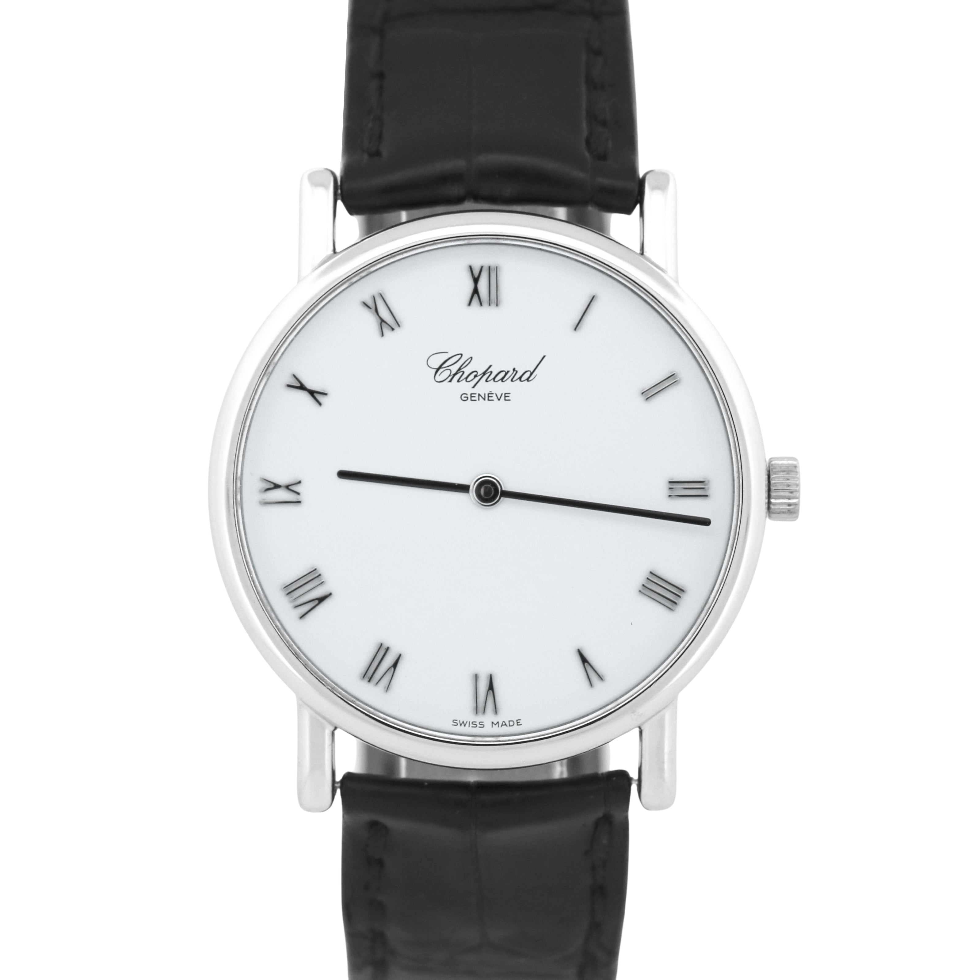 Chopard Classic WHITE ROMAN 18K Gold Leather Manual C100987 33.5mm Wat ...