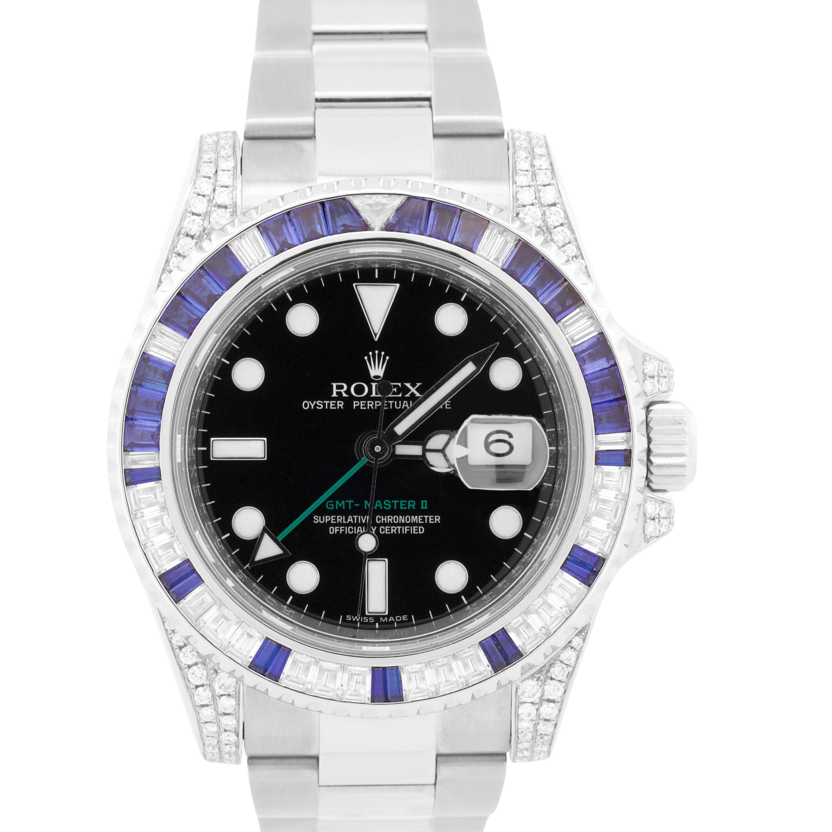 Rolex GMT-Master II SAPPHIRE DIAMOND Stainless Steel Black Blue 40mm 1 ...