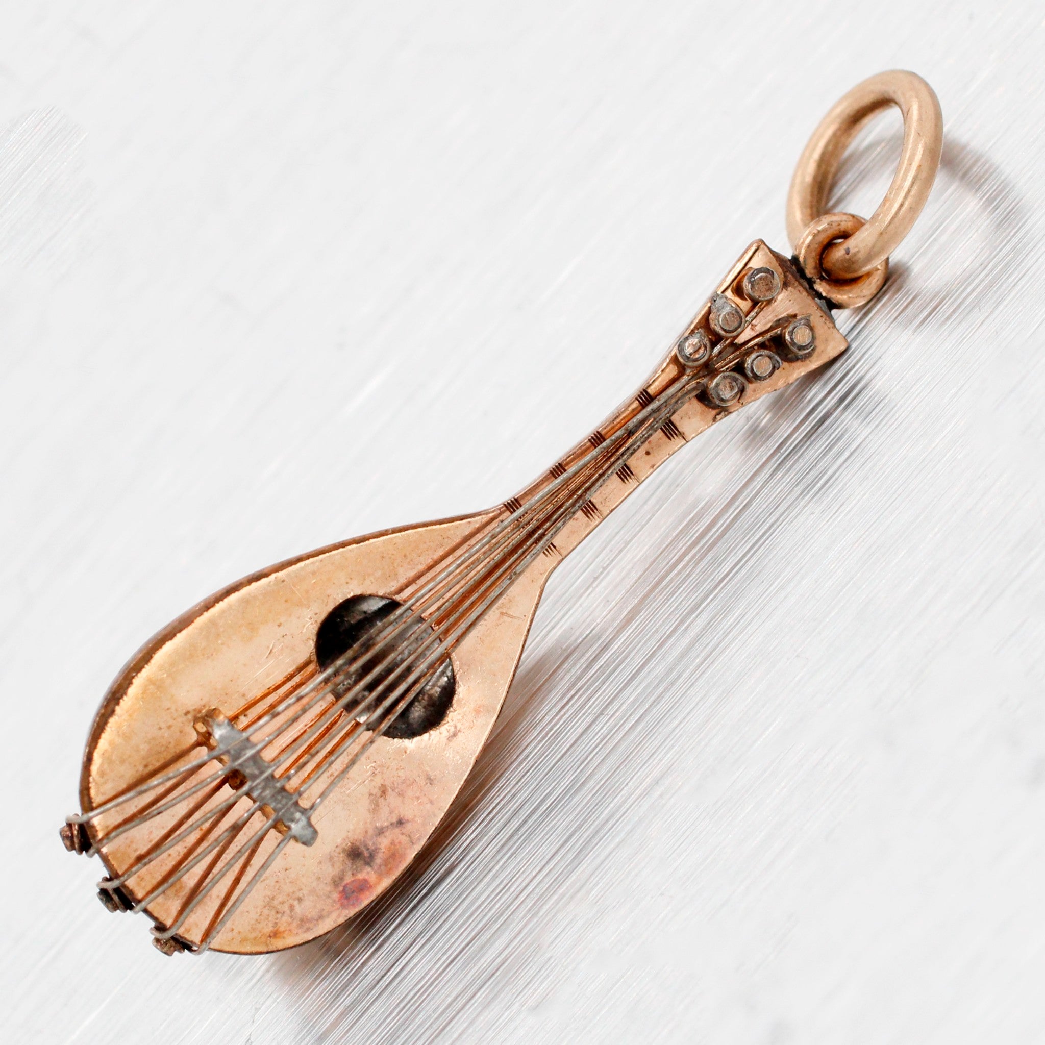 Vintage Solid 14k Yellow Gold Mandolin Charm - Music Pendant ...