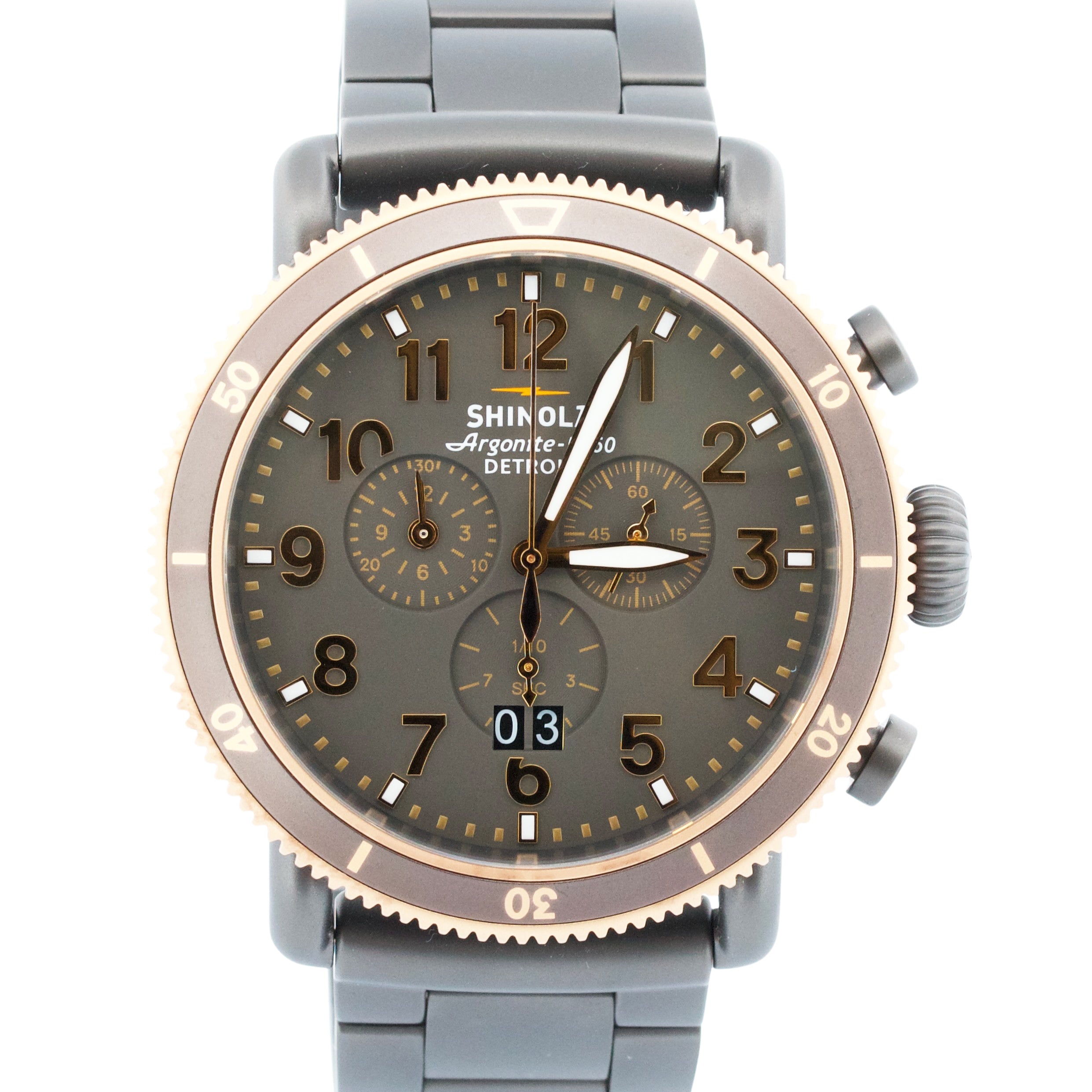 PAPERS Shinola Runwell Sport Chronograph PVD Steel 48mm Quartz S010060 ...