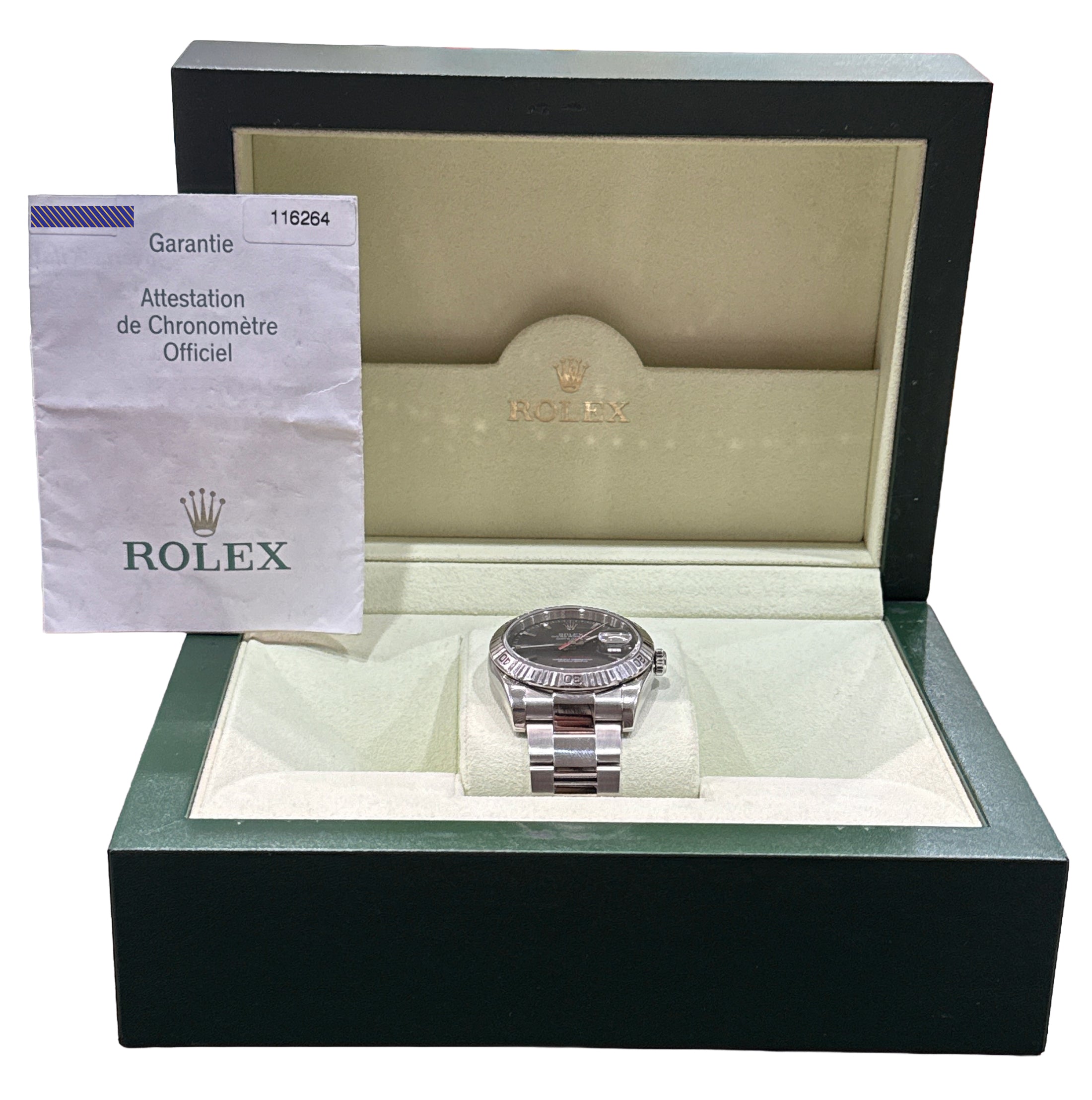 PAPERS Rolex DateJust Turn-O-Graph 36mm BLACK Red Stainless OYSTER 116 ...